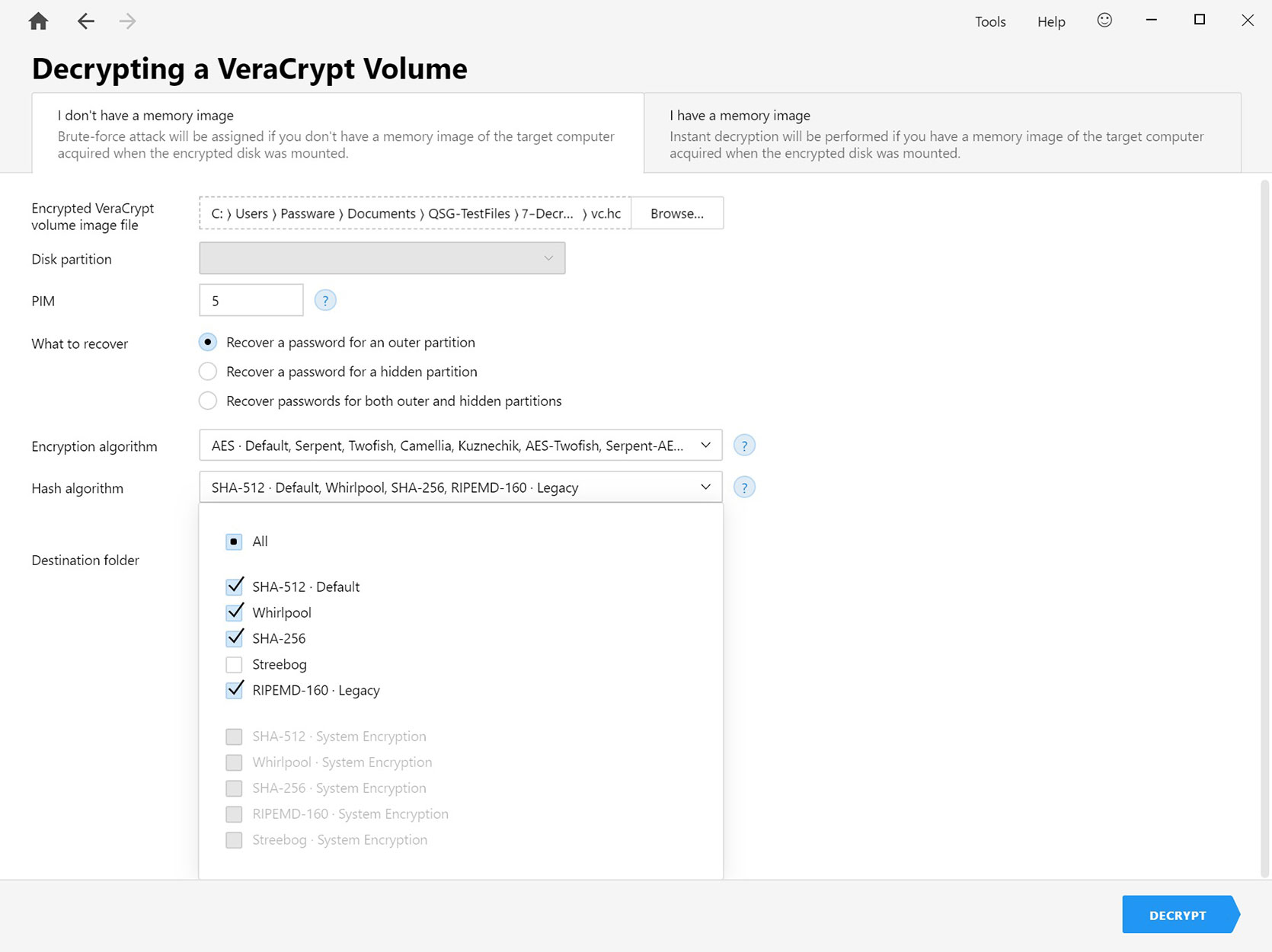 Tips for Efficient TrueCrypt/VeraCrypt Decryption – Passware Support
